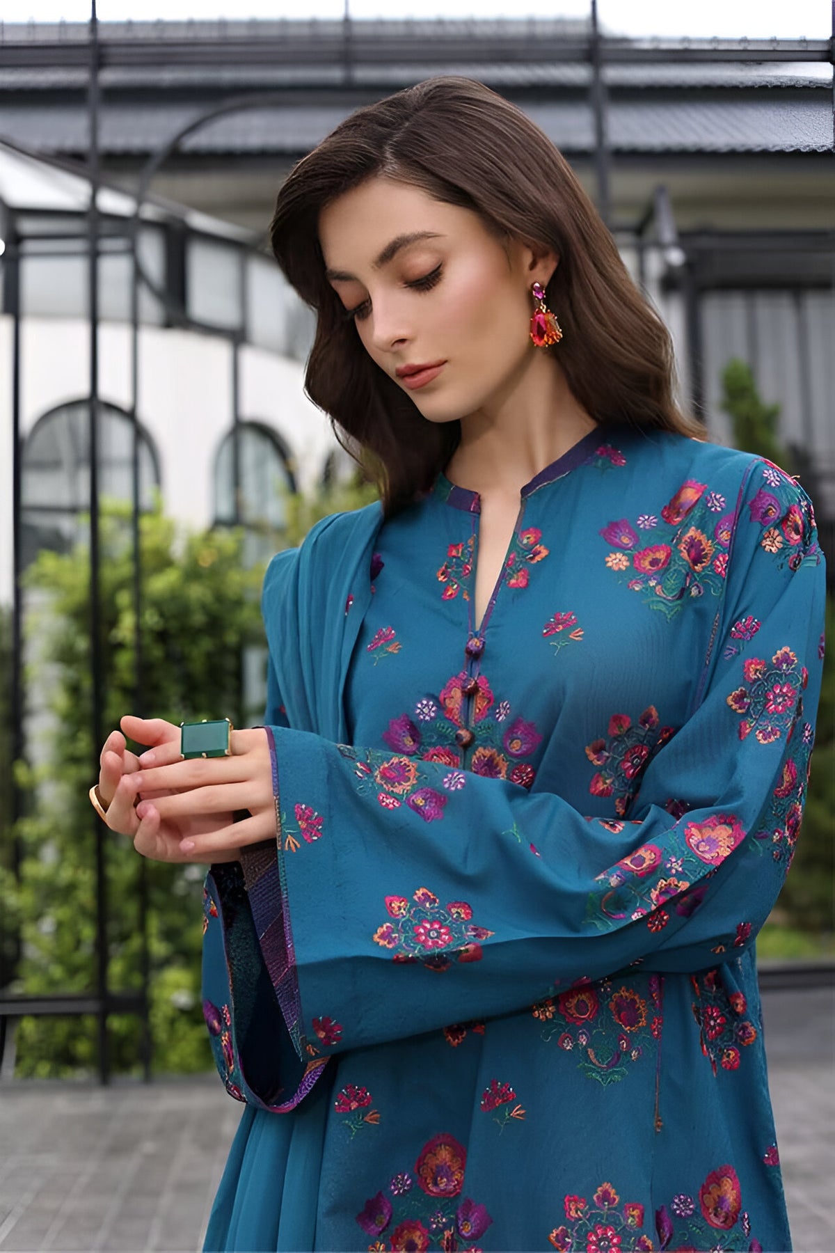 3PC EMBROIDERED DHANAK DRESS RO - 415 – Rangoli Store